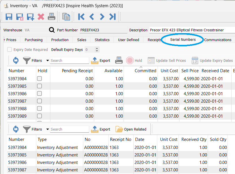 INVENTORY - Details Tab