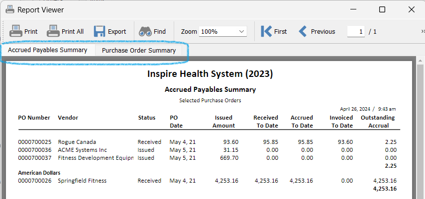 PURCHASE ORDERS - Reports