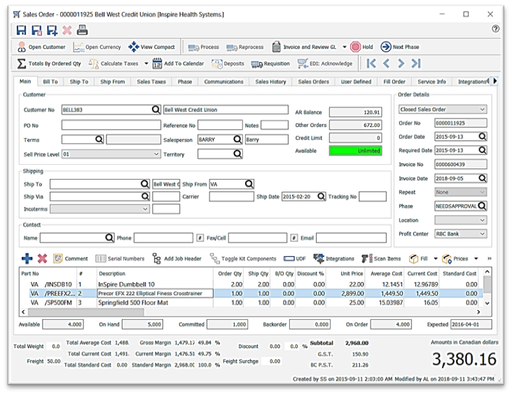 SALES ORDER - Icons Bar